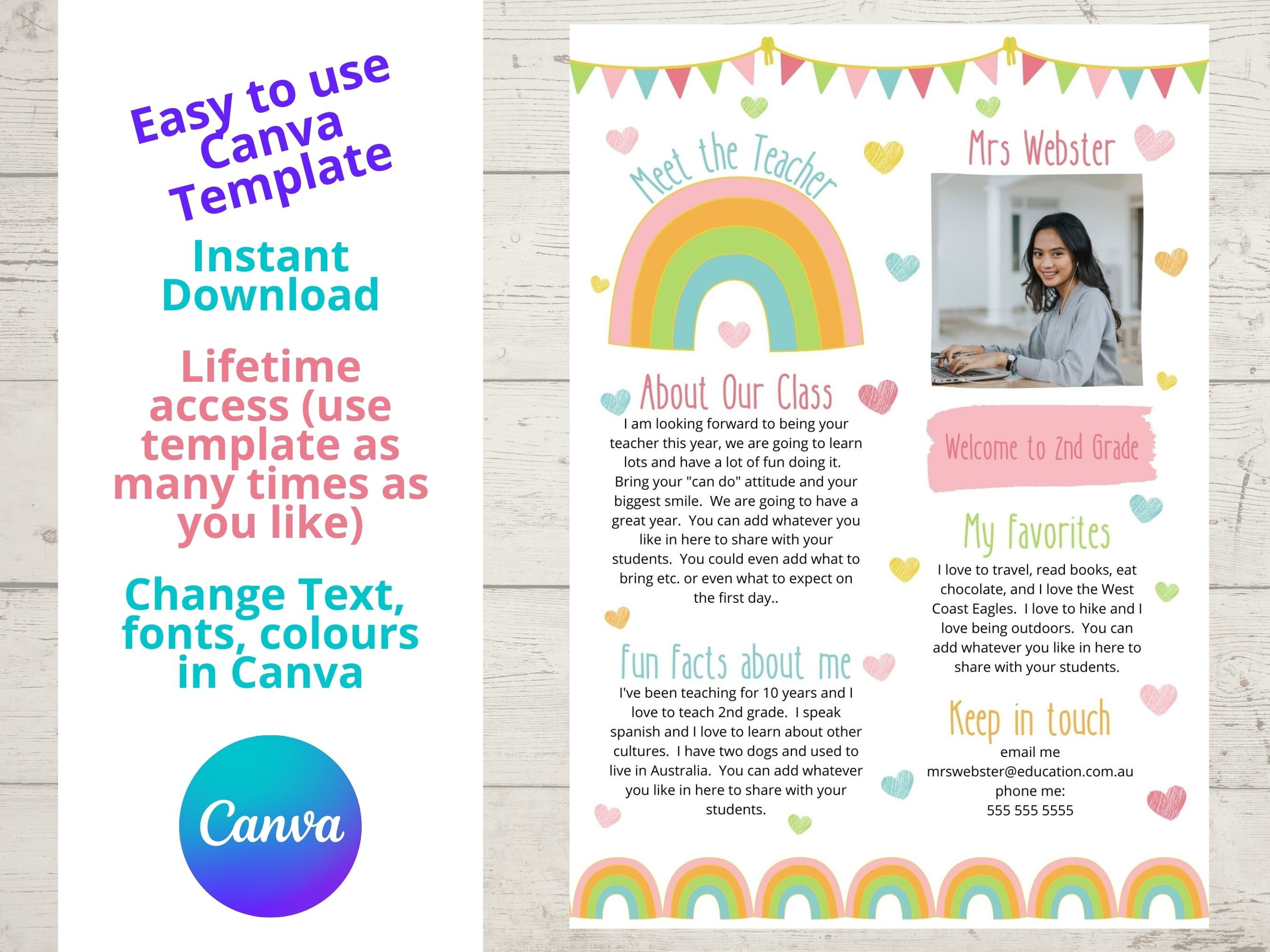 Rainbow Meet the Teacher Editable Template, a Back to School Letter in ...