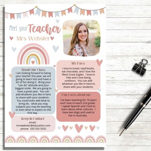 Boho Rainbow Meet the Teacher Editable Template, a Back to School ...