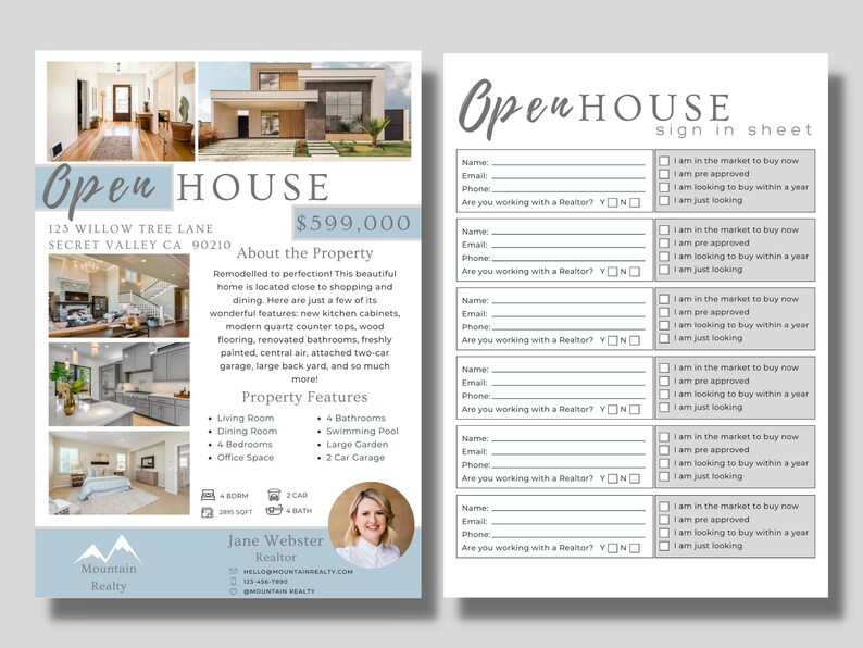 Open House Flyer Template, Open House Sheets, Perfect Realtor Marketing ...