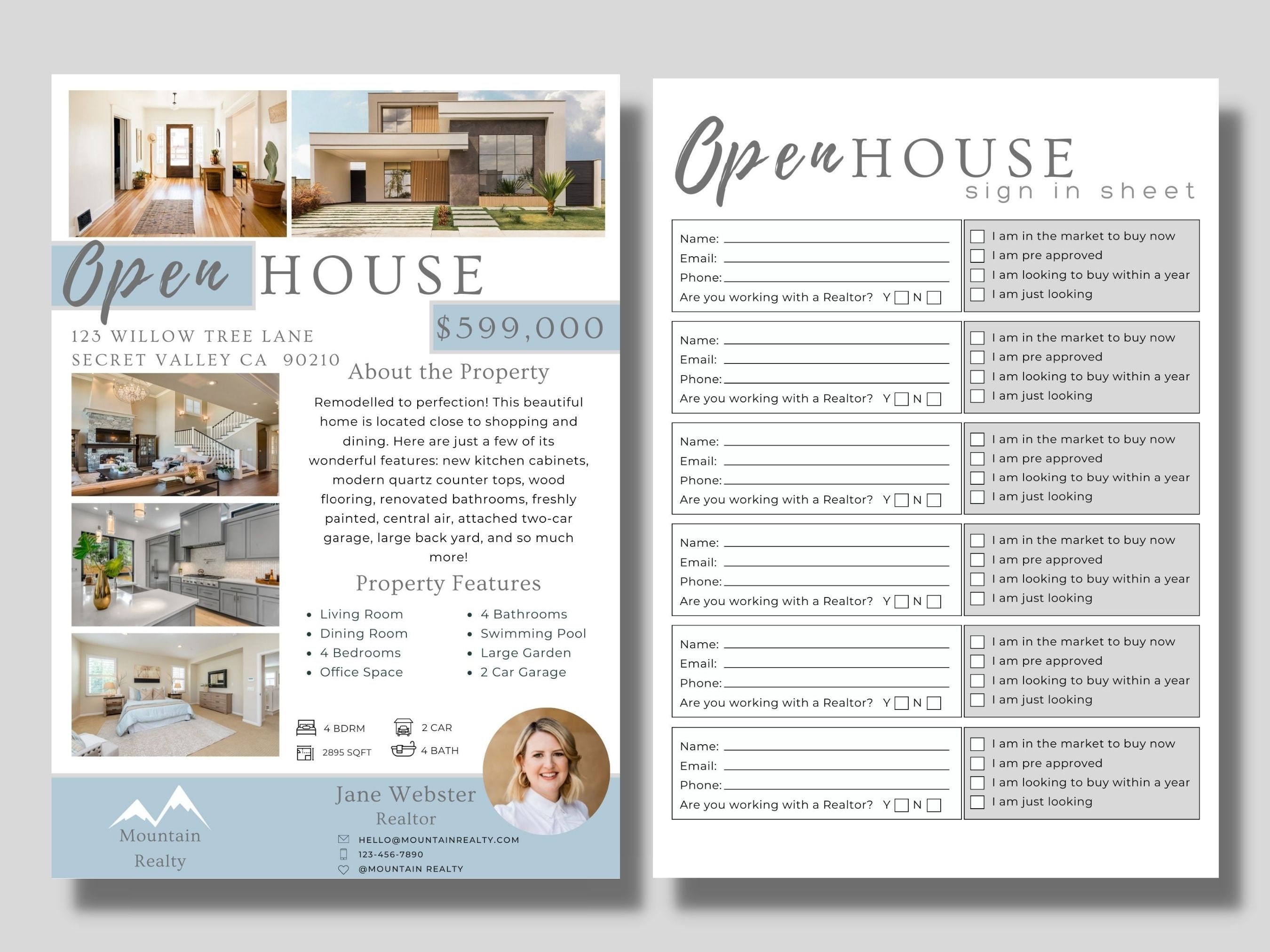 Open House Flyer Template, Open House Sheets, Perfect Realtor Marketing ...