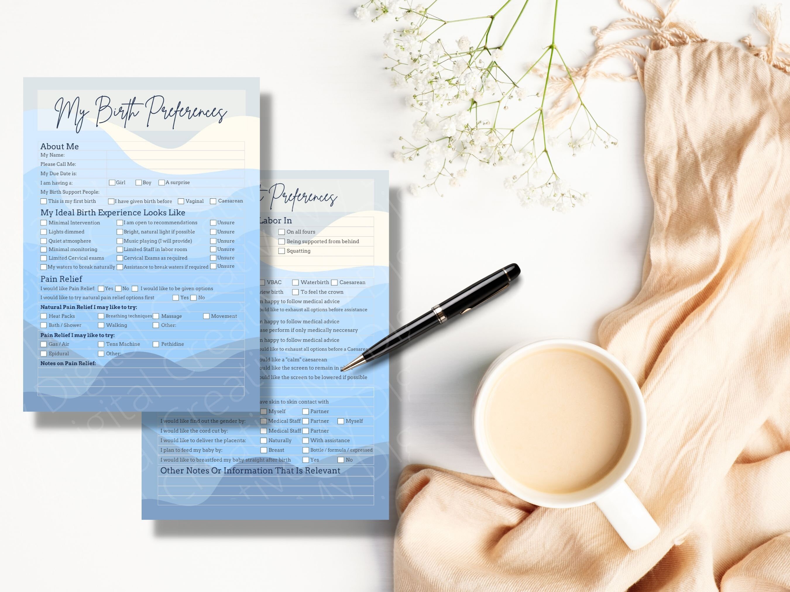 Boho Birth Plan Template, Editable, Communicate Your Birth Preferences ...