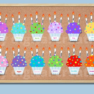 Classroom Birthday Display Sign, a Class Birthday Board With Rainbow ...