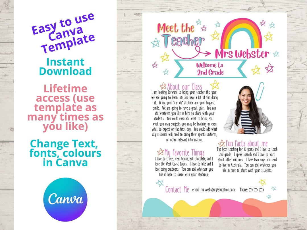 Meet the Teacher Editable Template, Back to School Letter in a Bright ...