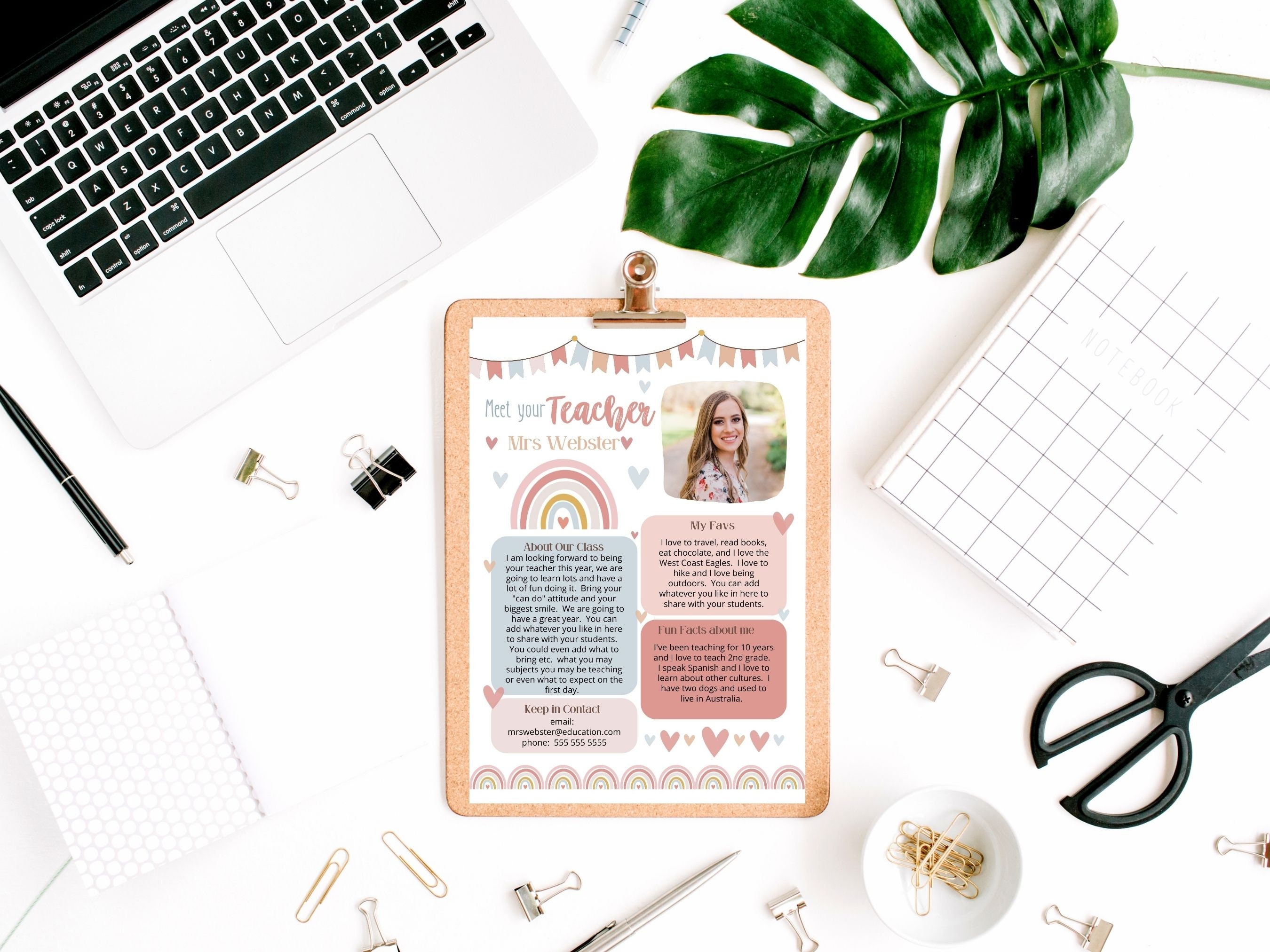 Boho Rainbow Meet the Teacher Editable Template a Back to - Etsy Australia