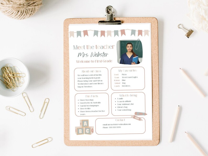 Boho Themed Meet the Teacher Editable Template, a Back to School Letter ...