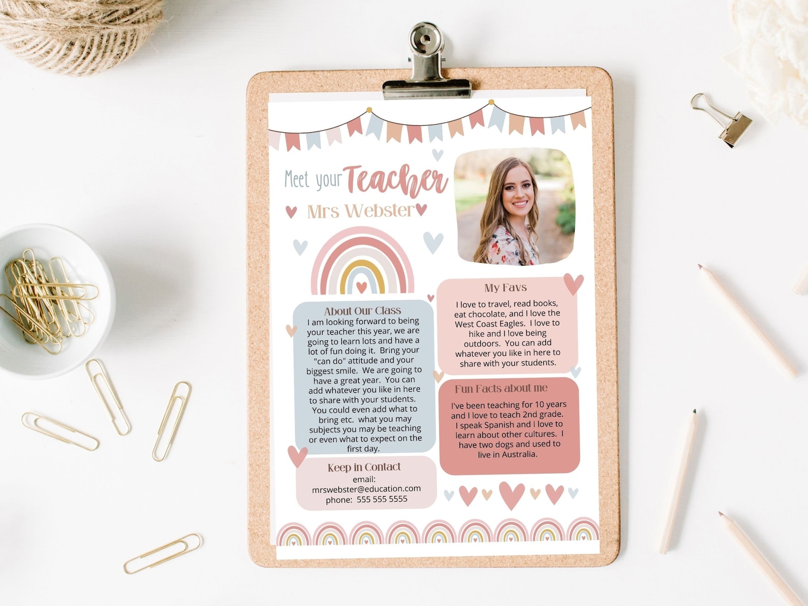 Boho Rainbow Meet the Teacher Editable Template a Back to - Etsy Australia