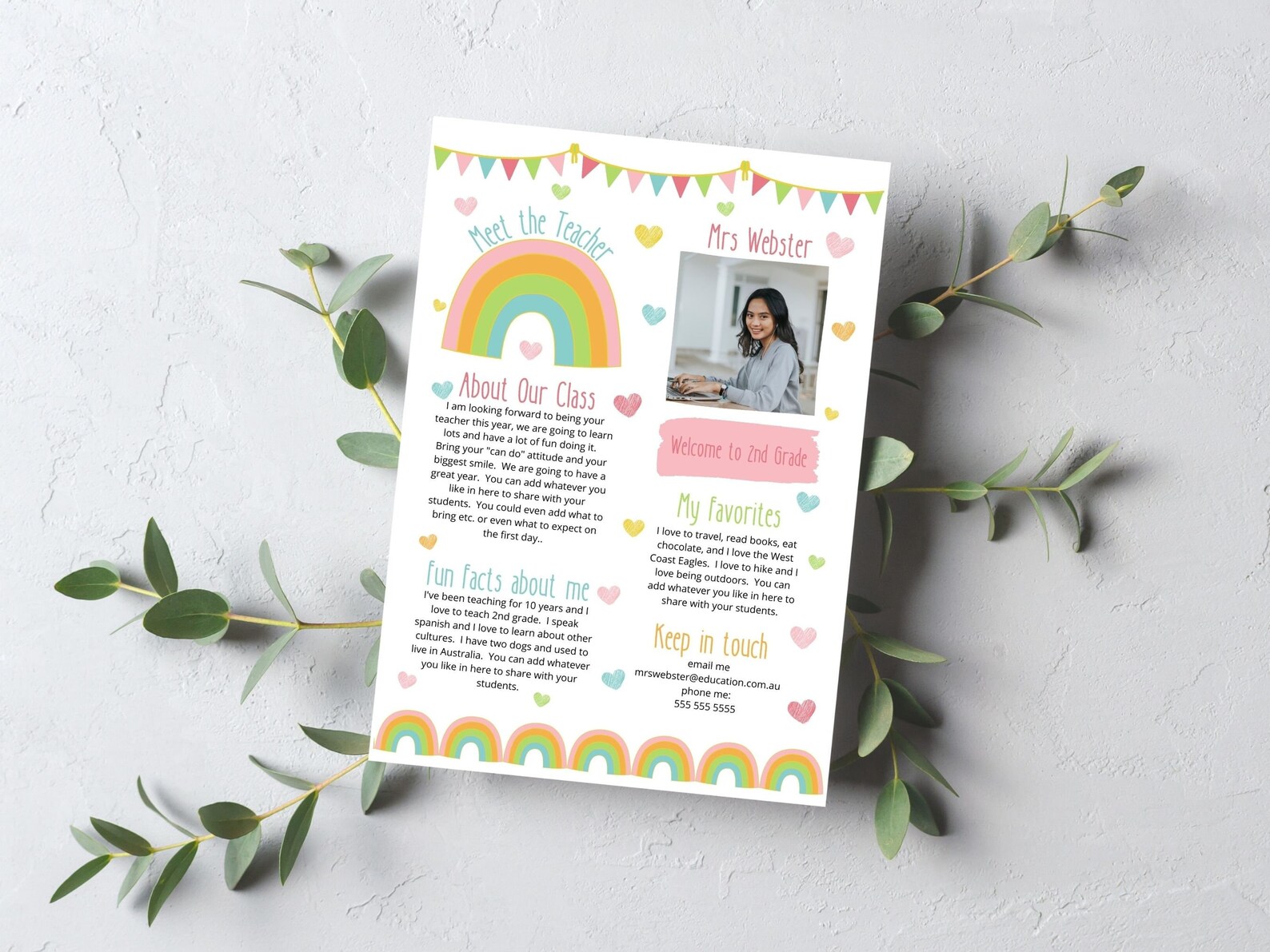 Rainbow Meet the Teacher Editable Template, a Back to School Letter in ...