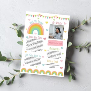 Rainbow Meet the Teacher Editable Template, a Back to School Letter in ...