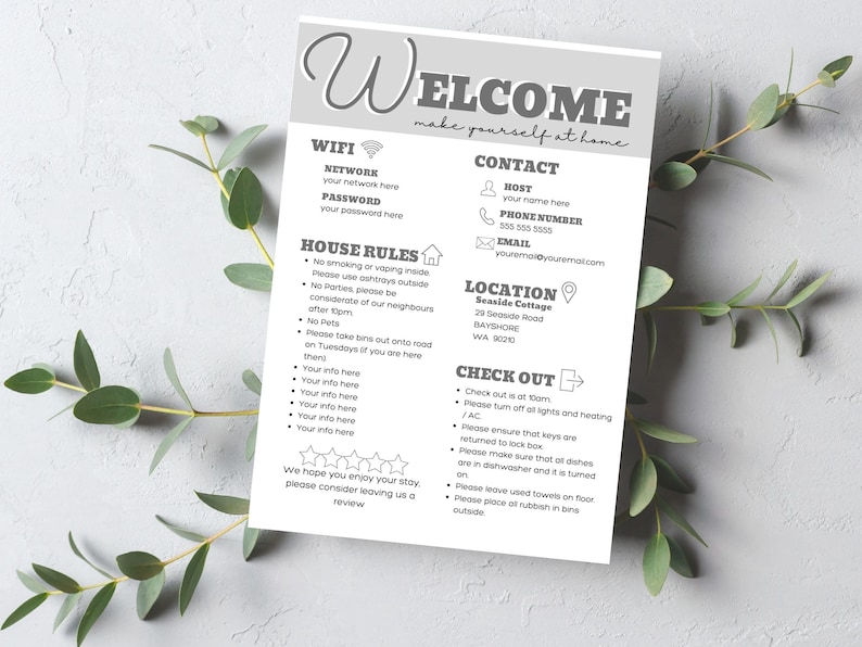 AIRBNB Welcome Sign Template, Guest Information for Your Airbnb ...