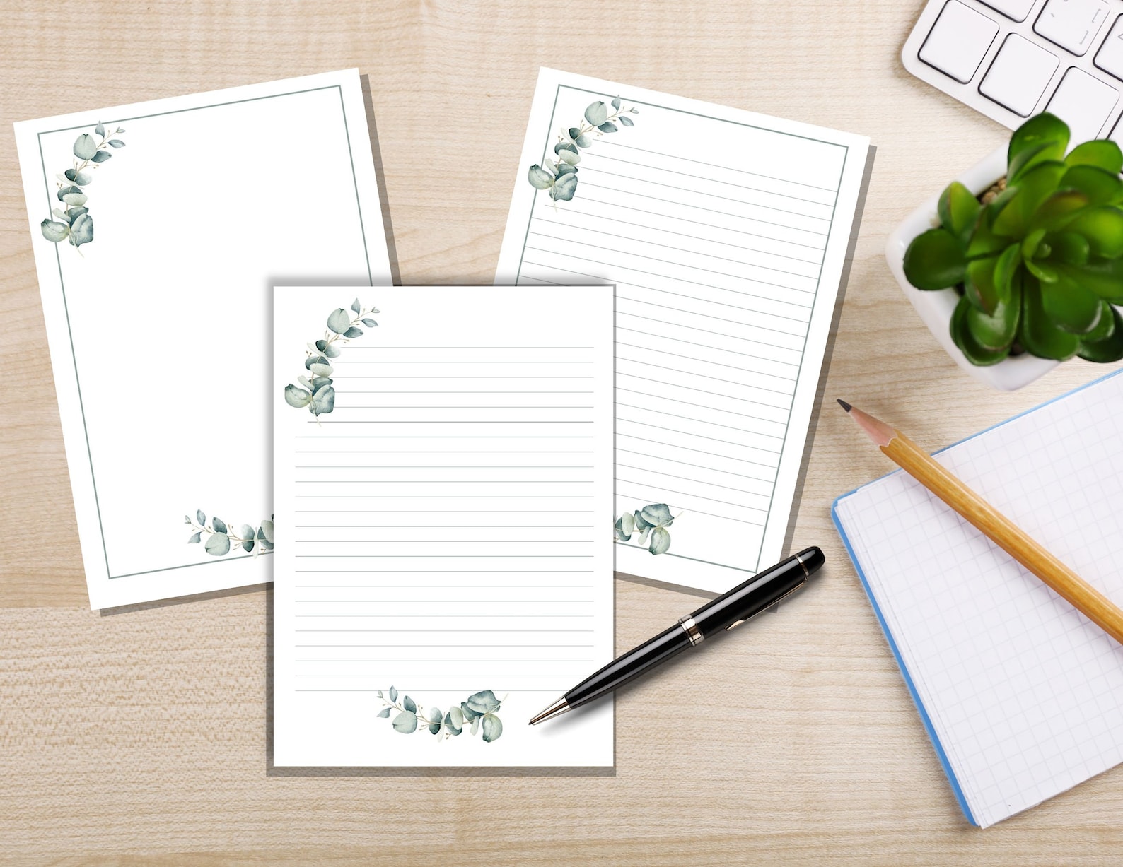Letter Writing Stationary Sets, Printable Botanical Print, Stationary ...