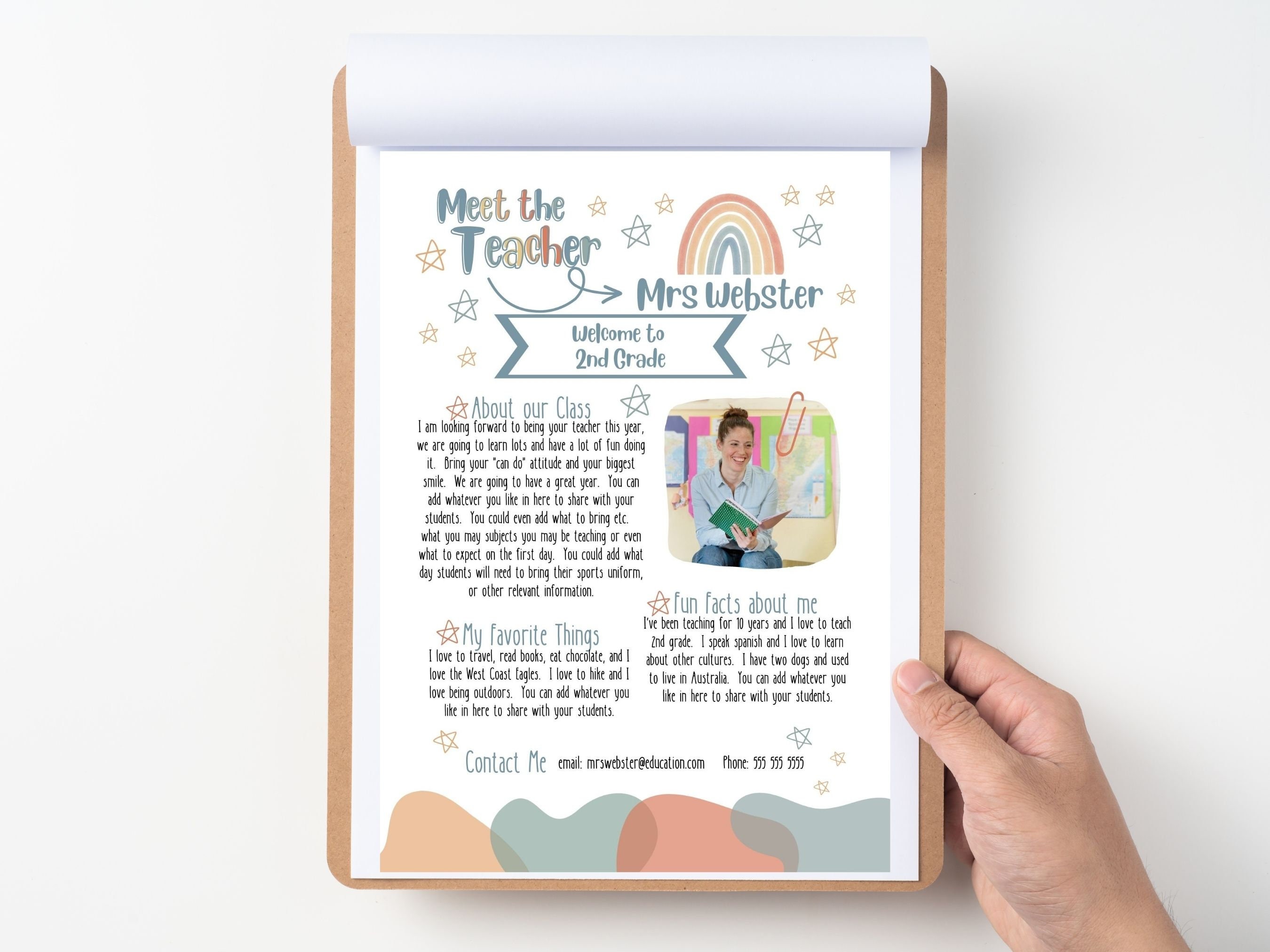 Boho Rainbow Meet the Teacher Editable Template, a Back to School ...