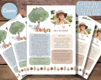 Editable Meet the Teacher Template Boho Classroom Canva - Etsy