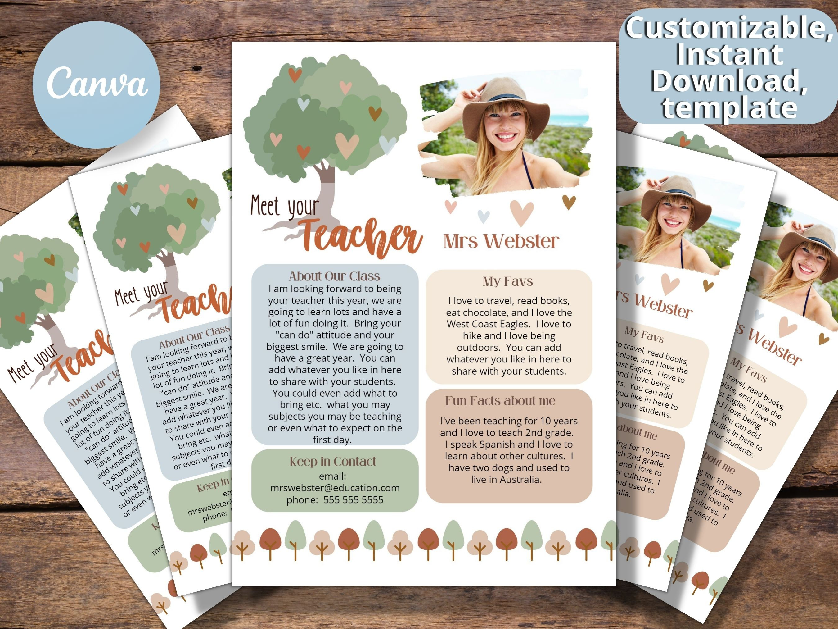 Meet the Teacher Template Canva, a Back to School Teacher Letter, Boho ...