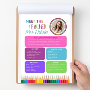 Bright Colourful Funky Meet the Teacher Editable Template, Back to ...