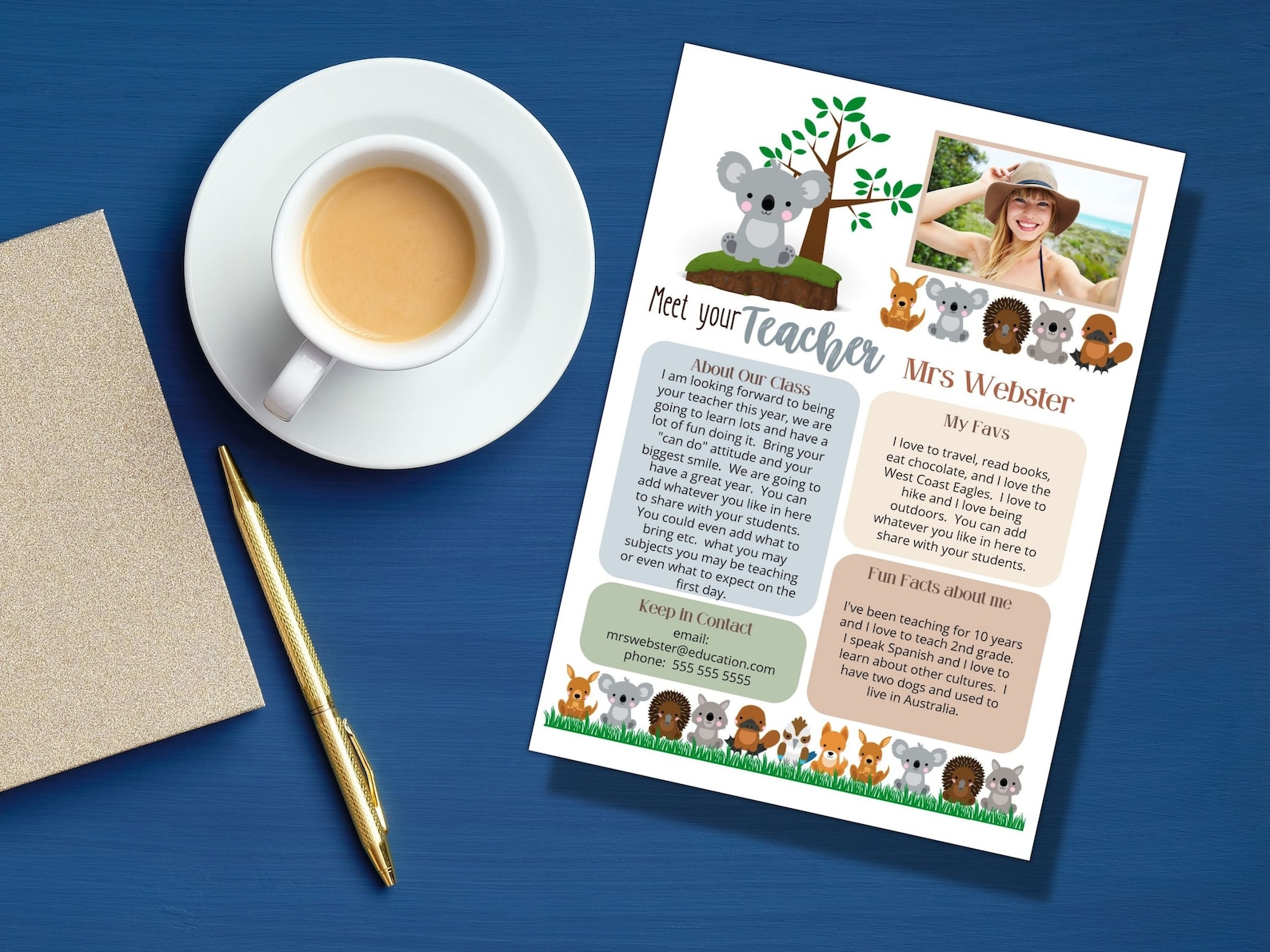 Meet the Teacher Template Canva, a Back to School Elementary Teacher ...