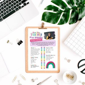 Bright Colourful Meet the Teacher Editable Template, Back to School ...