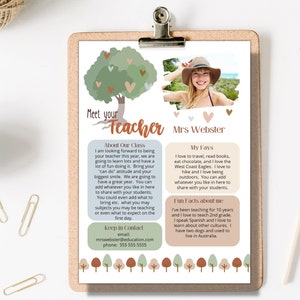Meet the Teacher Template Canva, a Back to School Teacher Letter, Boho ...