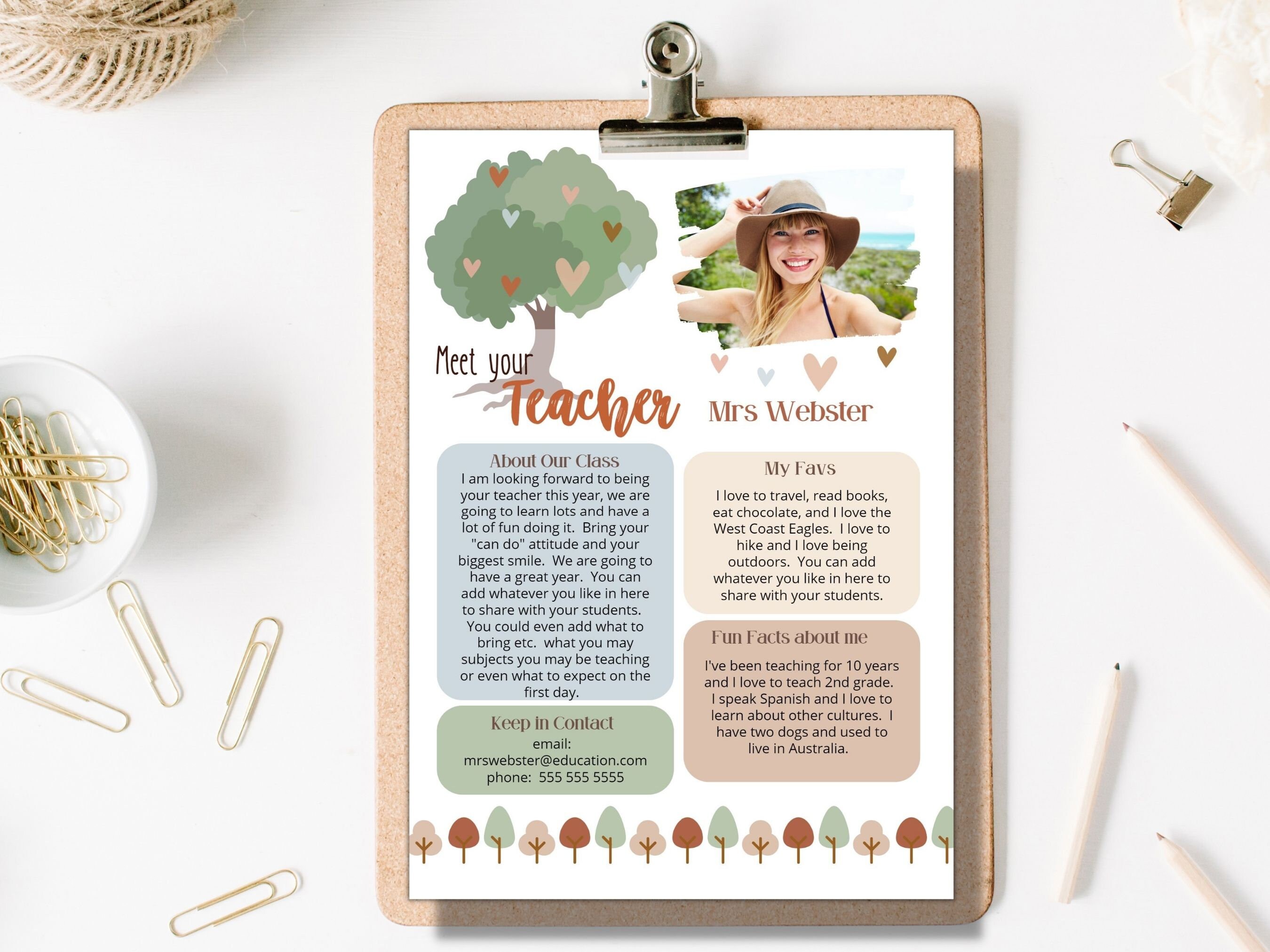 Meet the Teacher Template Canva, a Back to School Teacher Letter, Boho ...