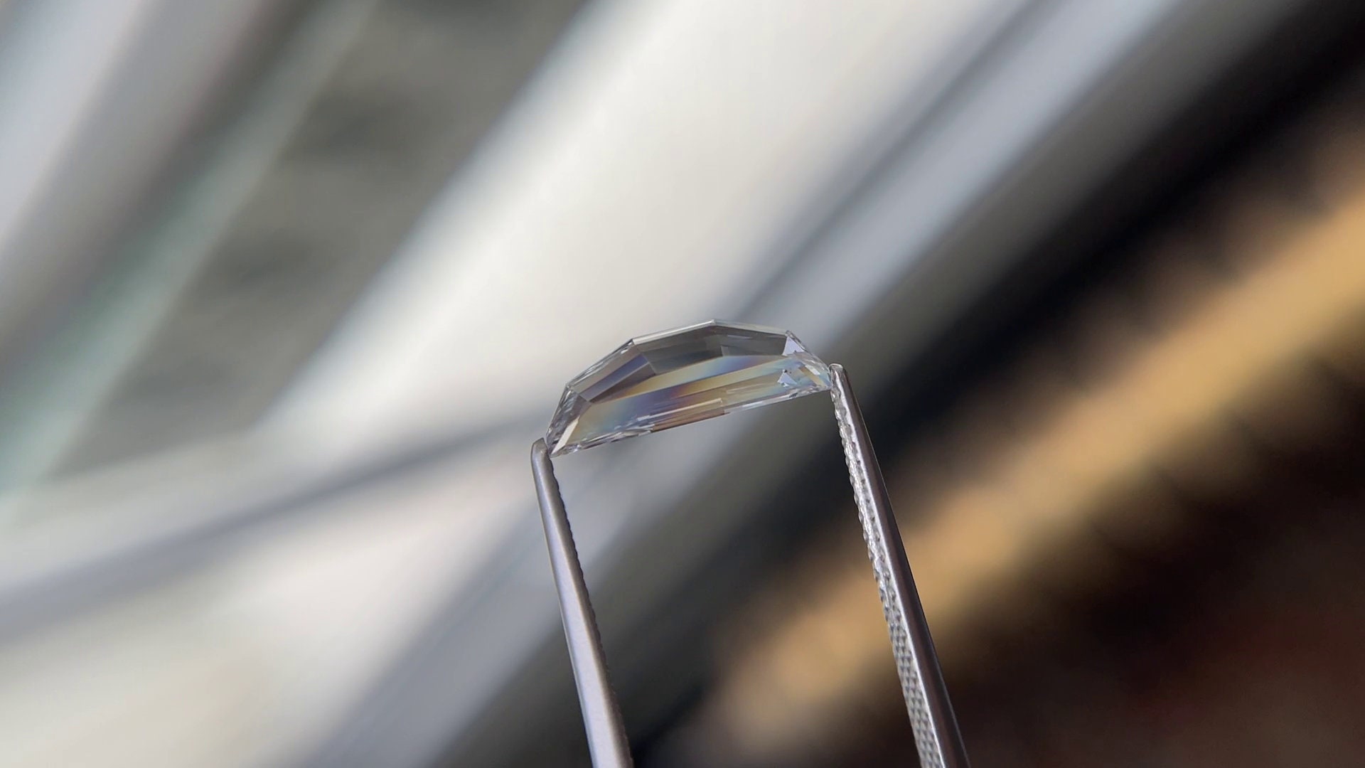 2.00 CT Colorless Step Cut Half Moon Moissanite Loose/ Moissanite for ...