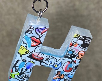 Letter H Keychain - Etsy