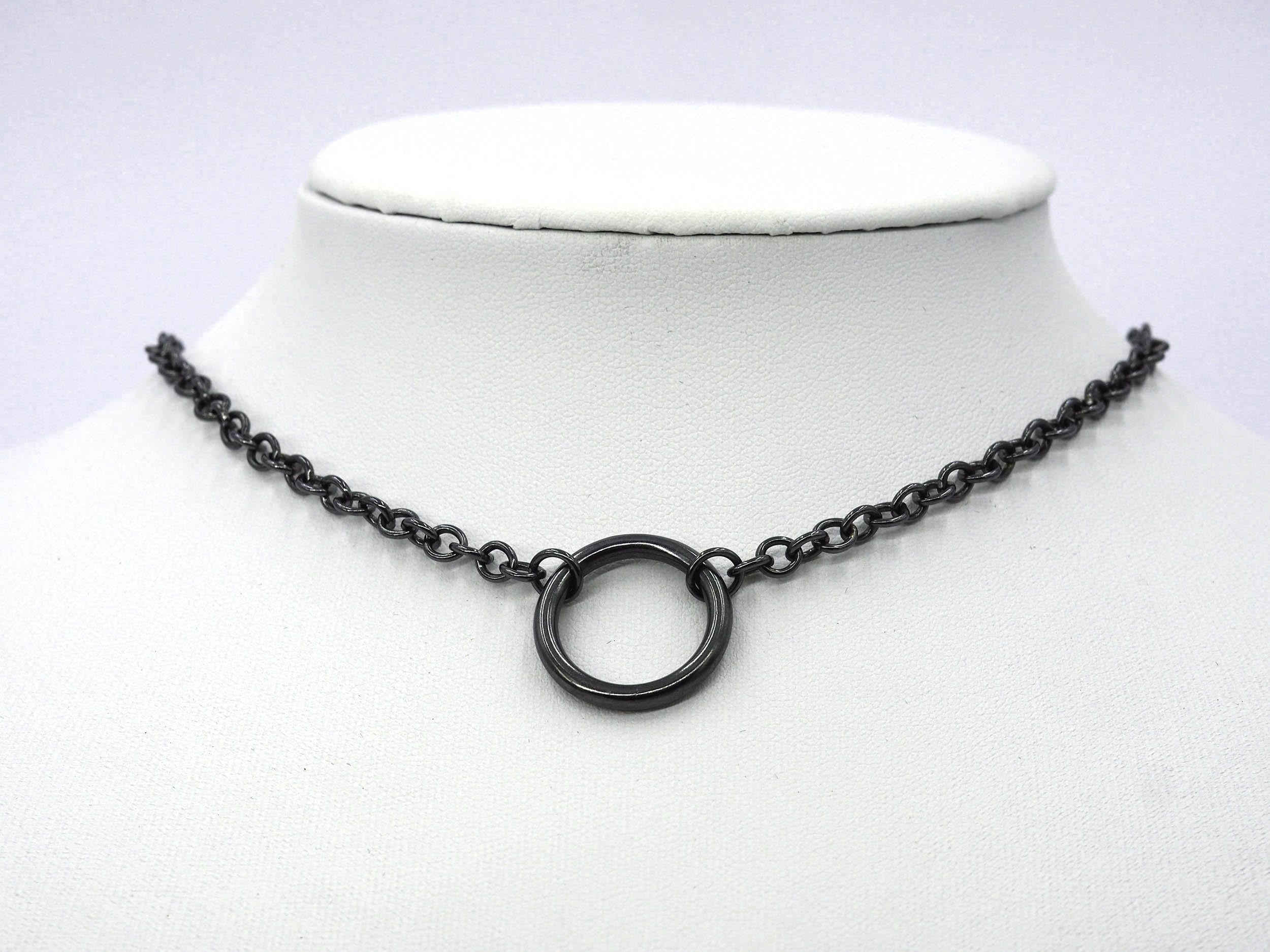 Black, Discreet Collar, Lockable, Jewelry of O, O Ring Choker, BDSM ...