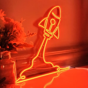 Rocket Neon Sign, Rocket Led Light, Rocket Neon Light, Rocket LED, Kid ...