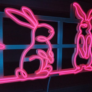 Easter Bunny EL Wire Neon Light | Rabbit Night Light | Bunny Decor ...