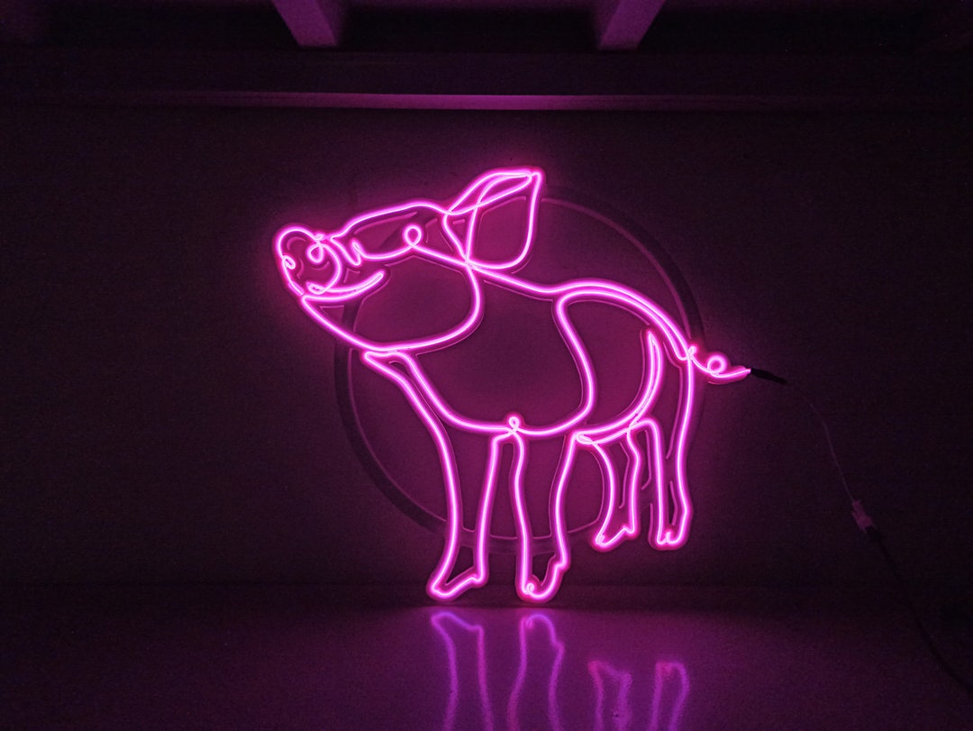 Pig Neon Sign | Pig Night Light | Pig Decor | Animal Decor, Handmade EL ...