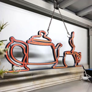 Tea Pot and Cup Neon Sign, Tea Neon Sign, Tea Pot Wall Art, Tea Pot Led ...