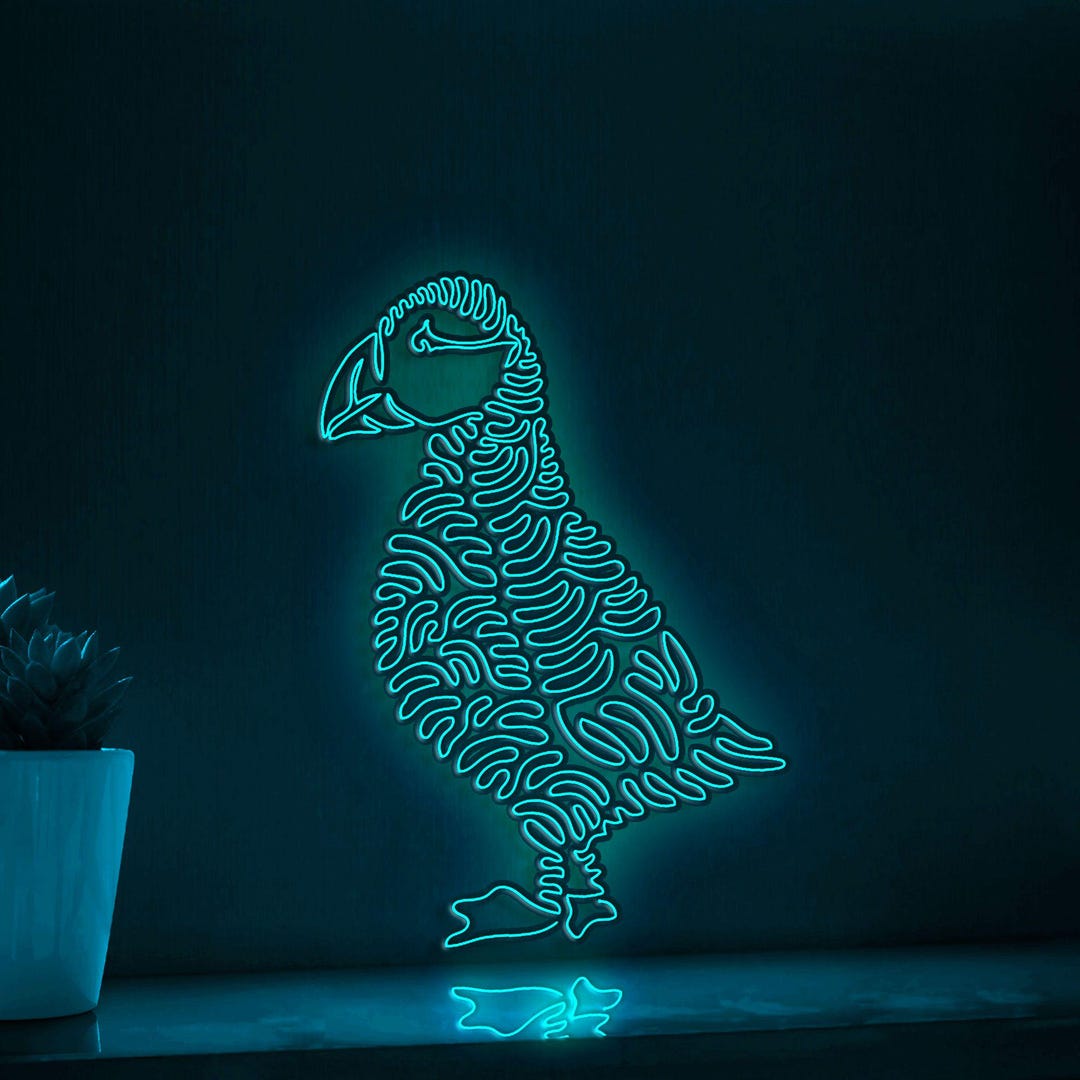 Puffin One Line EL Wire Neon Sign - Sea Clown Bird Decor - Etsy