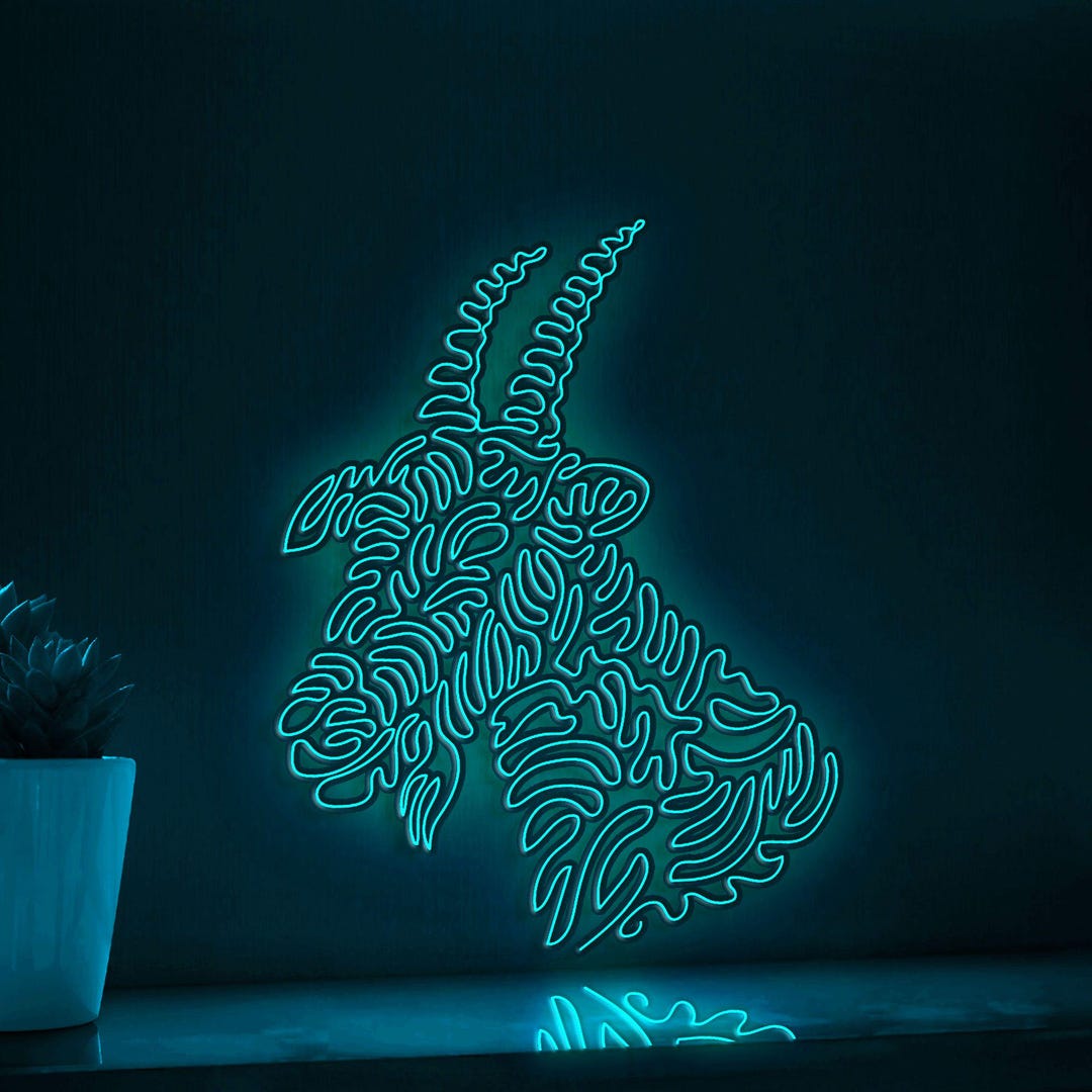 Goat One Line EL Wire Neon Sign - Farm-themed Wall Decor - Etsy