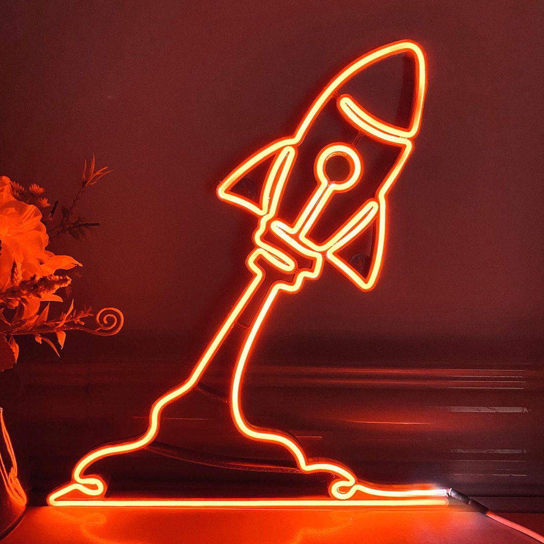 Rocket Neon Sign, Rocket Led Light, Rocket Neon Light, Rocket LED, Kid ...