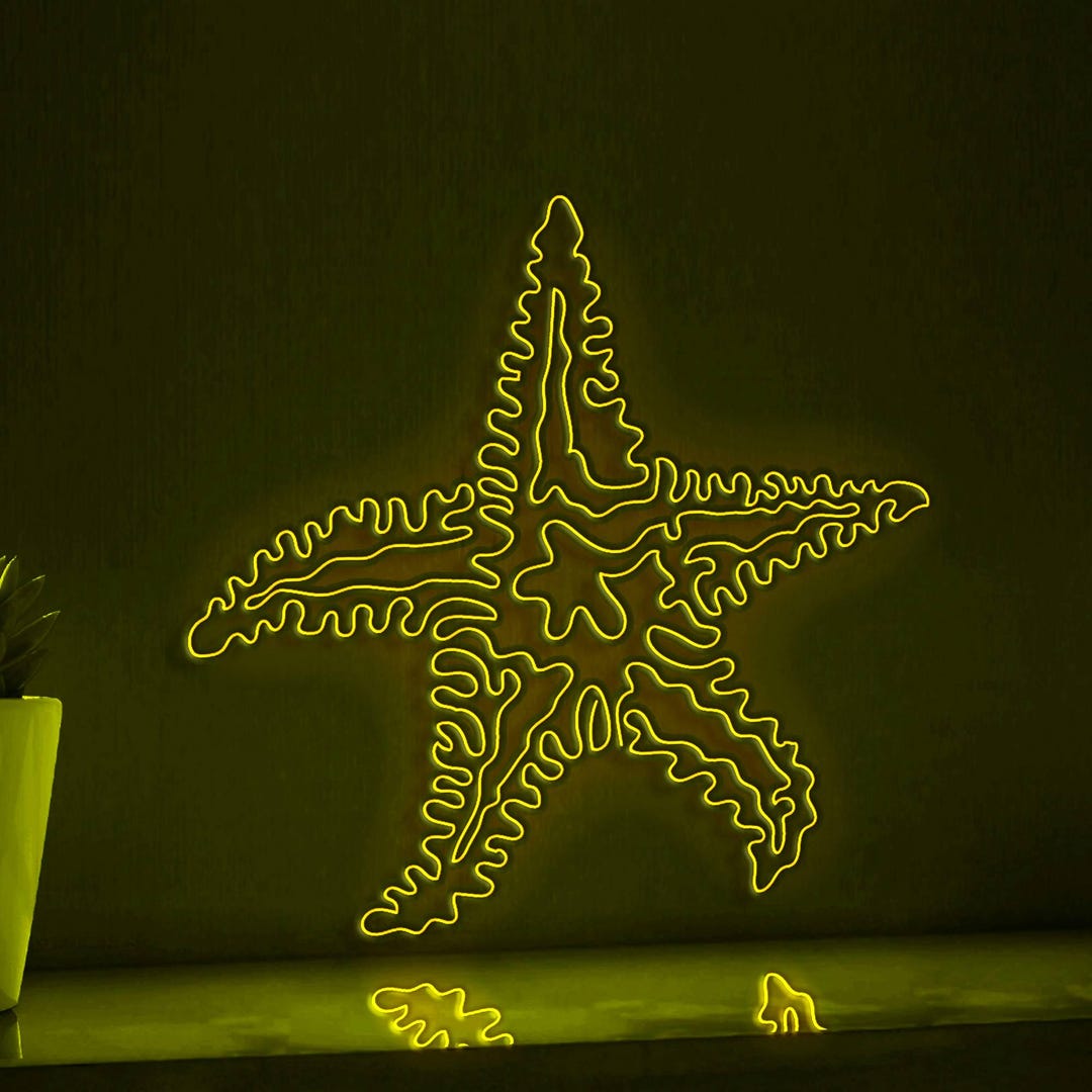 Starfish One Line EL Wire Neon Sign - Ocean Star, Ideal for Boho Wall ...