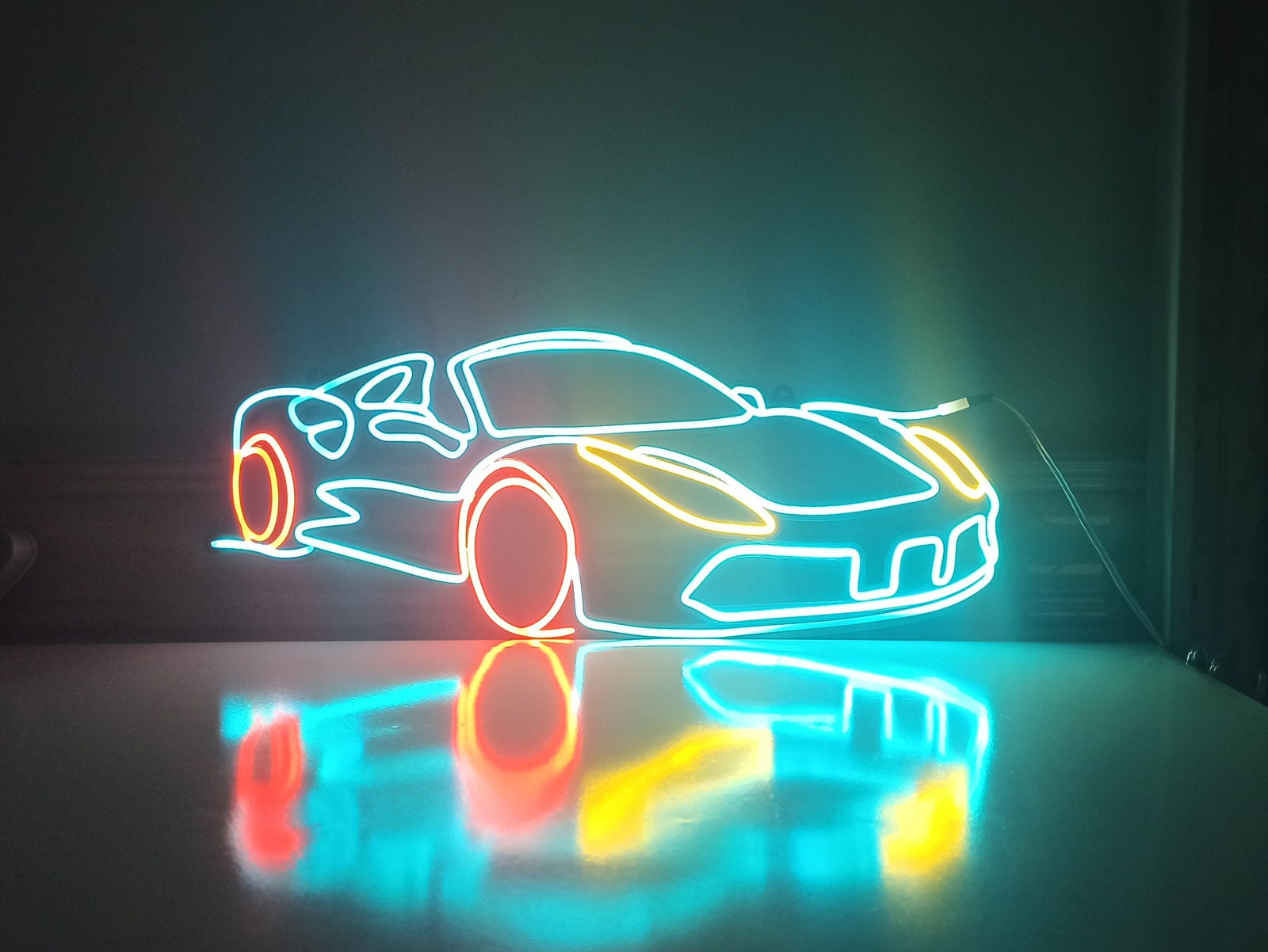Racing Car Led Neon Sign, Garage Wall Decor, Sport Car Led Sign, Car ...