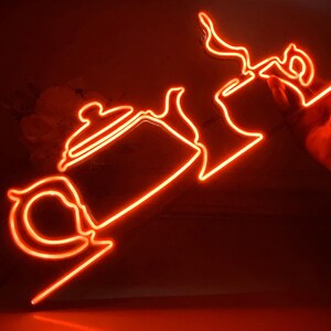 Tea Pot and Cup Neon Sign, Tea Neon Sign, Tea Pot Wall Art, Tea Pot Led ...