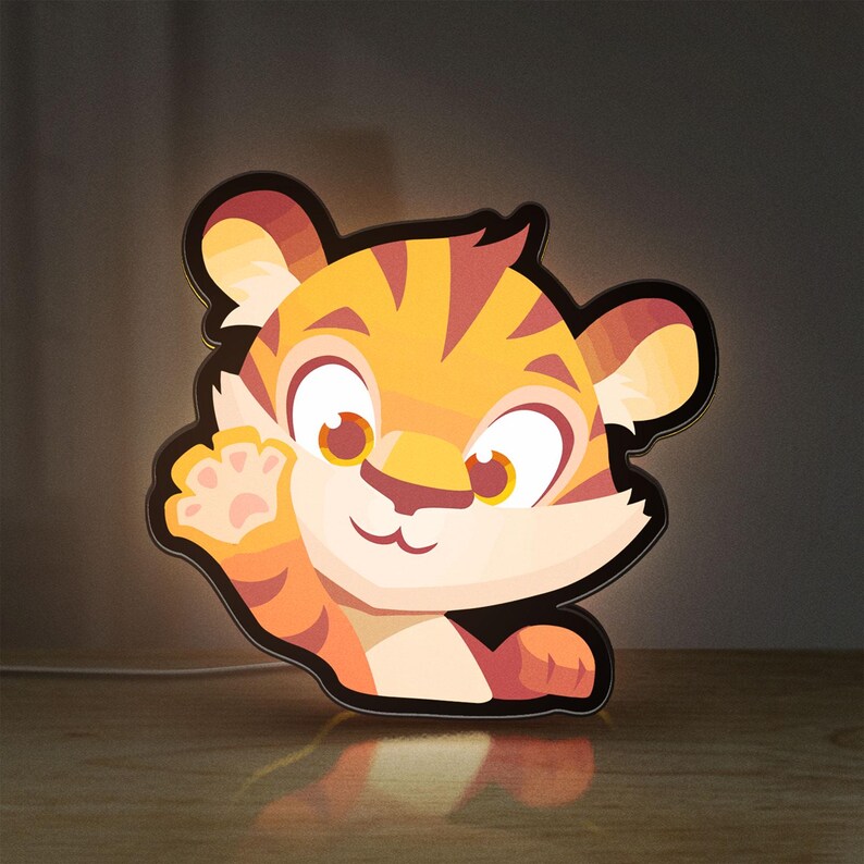 Tiger Welcomes LED Lightbox, Glowing Animal Wall Decor, Wildlife Night ...