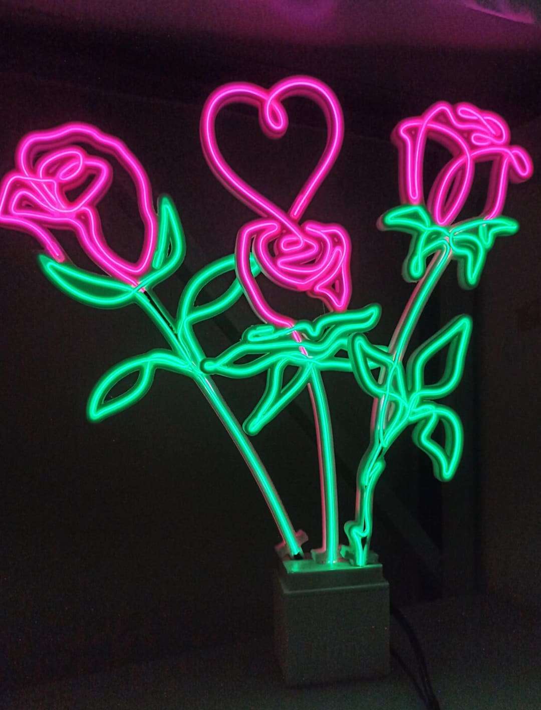 Rose Flower Neon Light, Rose Night Light, Handmade Rose EL Wire Neon ...