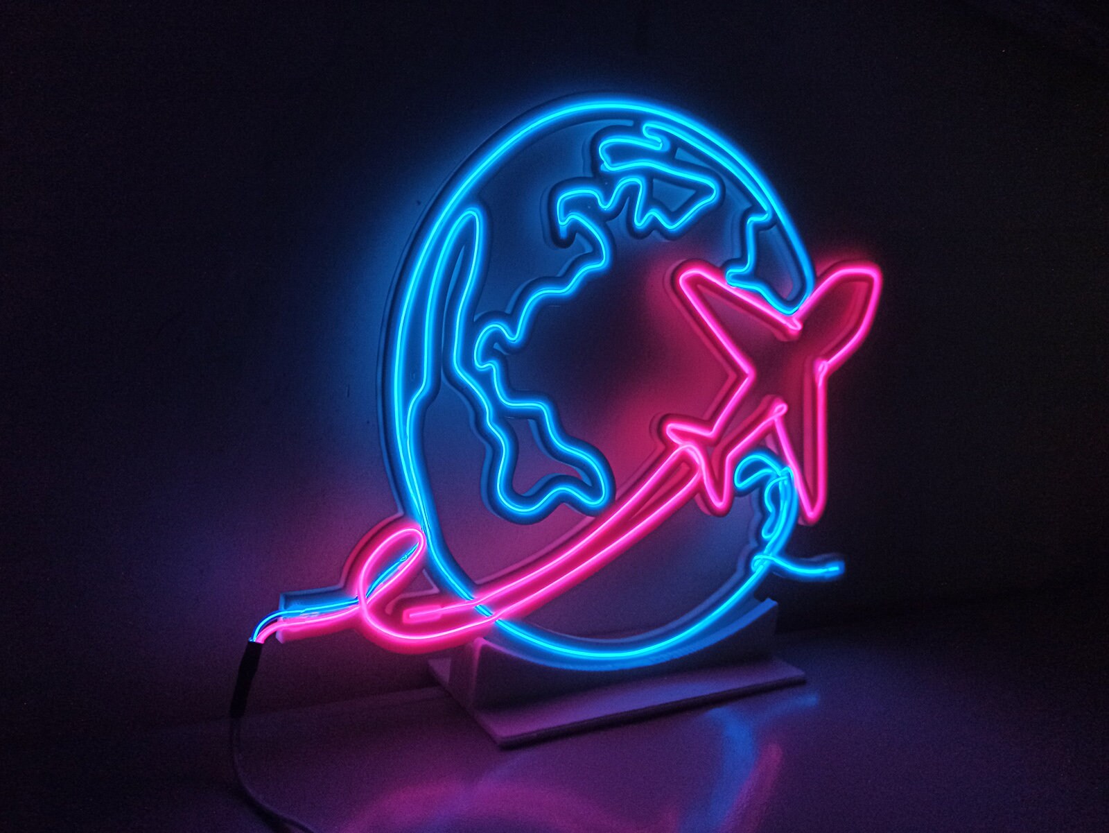 Earth and Airplane EL Wire Neon Sign Travel Plane Neon Light Airplane ...