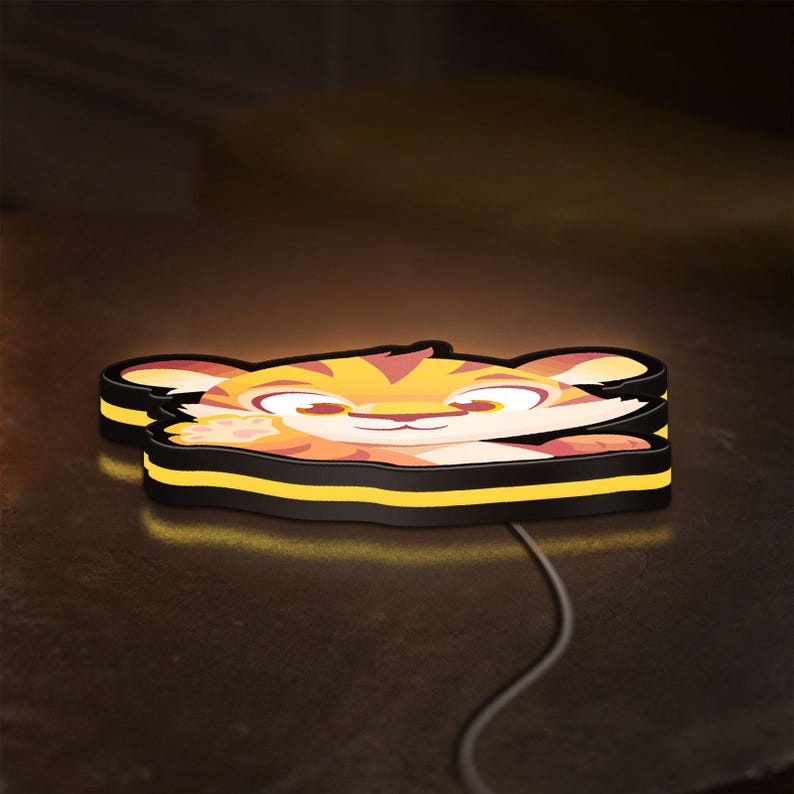 Tiger Welcomes LED Lightbox, Glowing Animal Wall Decor, Wildlife Night ...