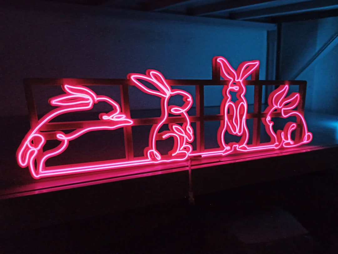 Easter Bunny EL Wire Neon Light | Rabbit Night Light | Bunny Decor ...