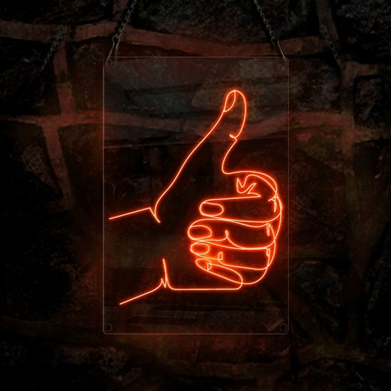 Handmade EL Wire Neon Light Sign Thumb Up Gesture Left Hand Cool Like ...