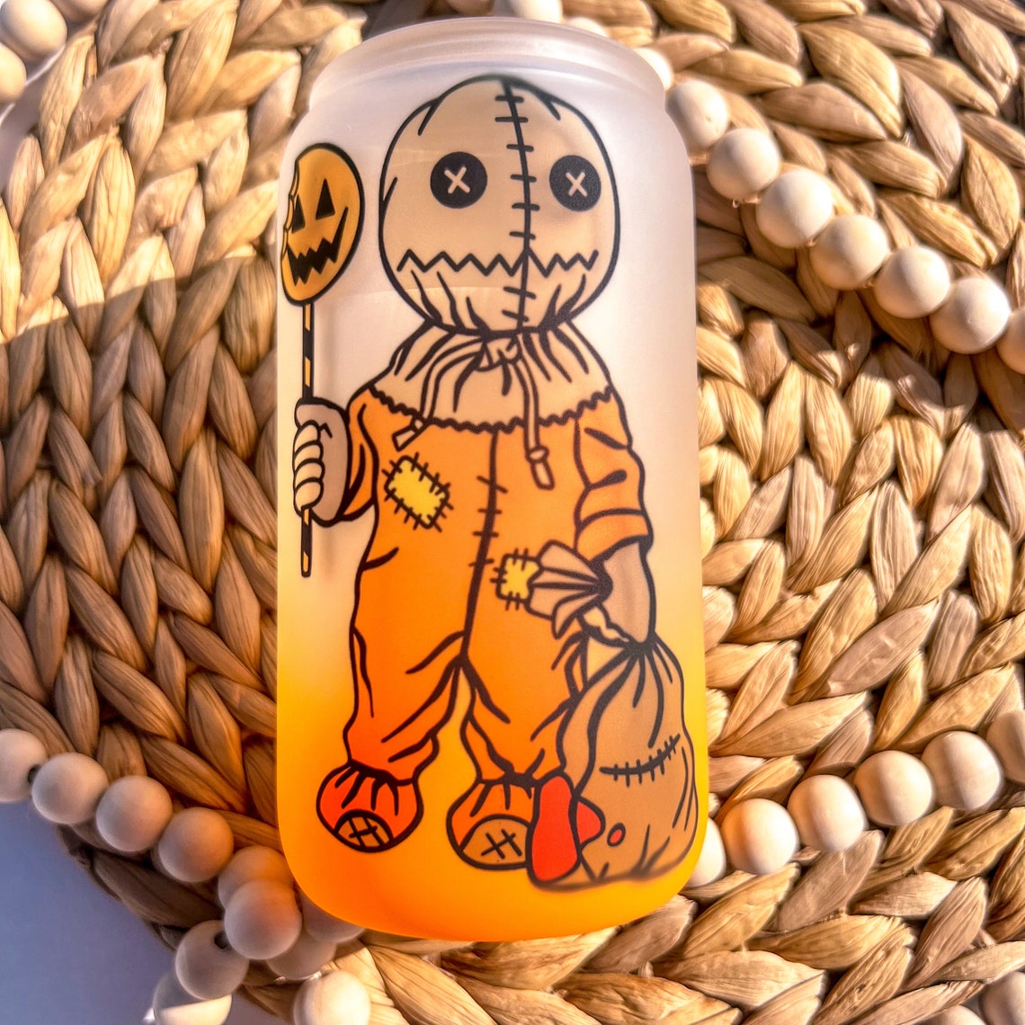 Trick R Treat Sam Glass Cup Halloweenfall Glass Can Glass - Etsy