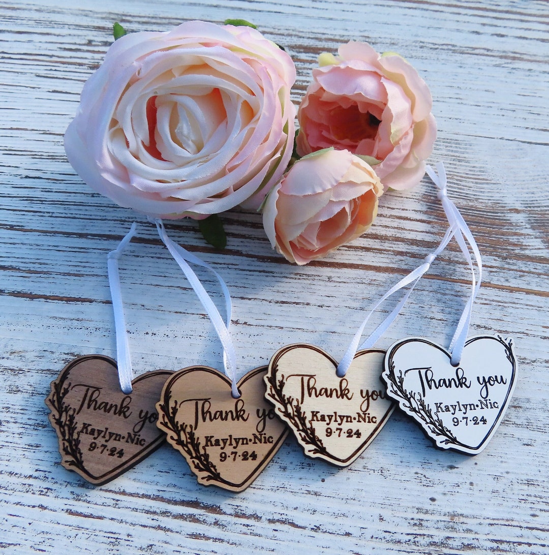 Wedding Heart Thank You Tags Personalized Favor Tags Custom Thank You ...