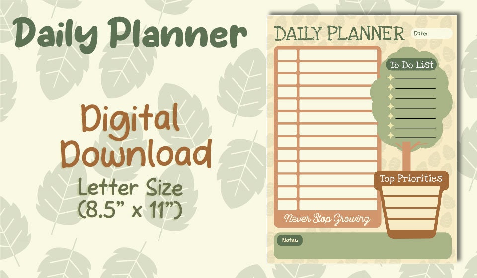 Plant Themed Planner | Printable | Instant Digital Download | - Etsy