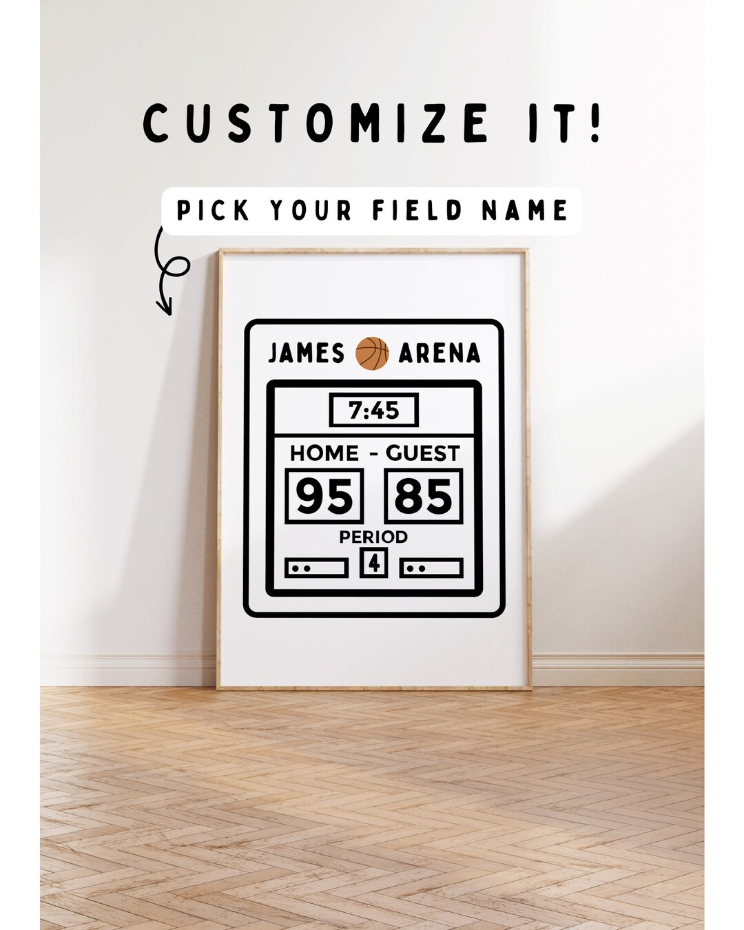 Personalized Basketball Scoreboard Print: Kids Game Room Decor (digital ...