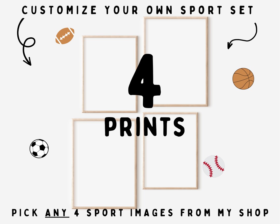 Custom Sport Print Set, Pick Any 4 Sport Prints - Etsy