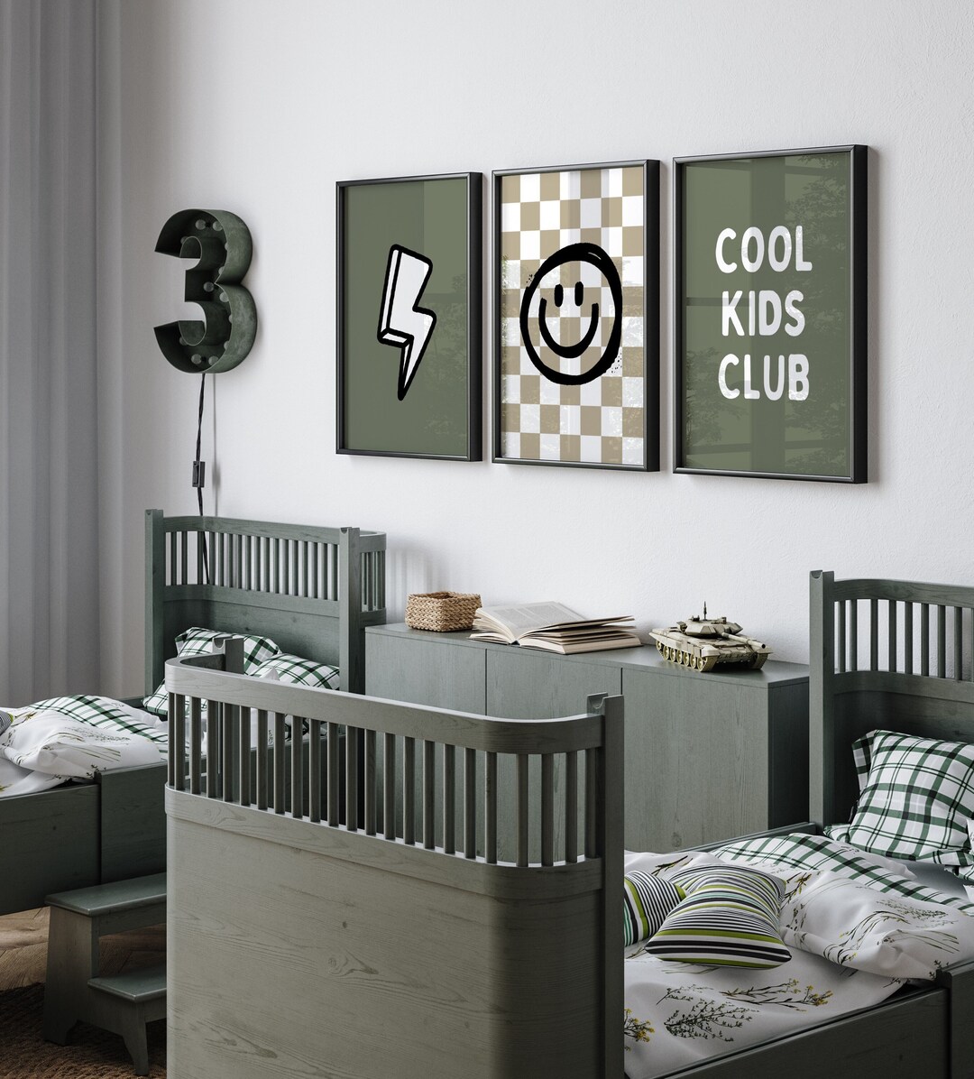 Brothers Cool Kids Club Gallery Wall Set of 3 Prints, Retro Smile Face ...