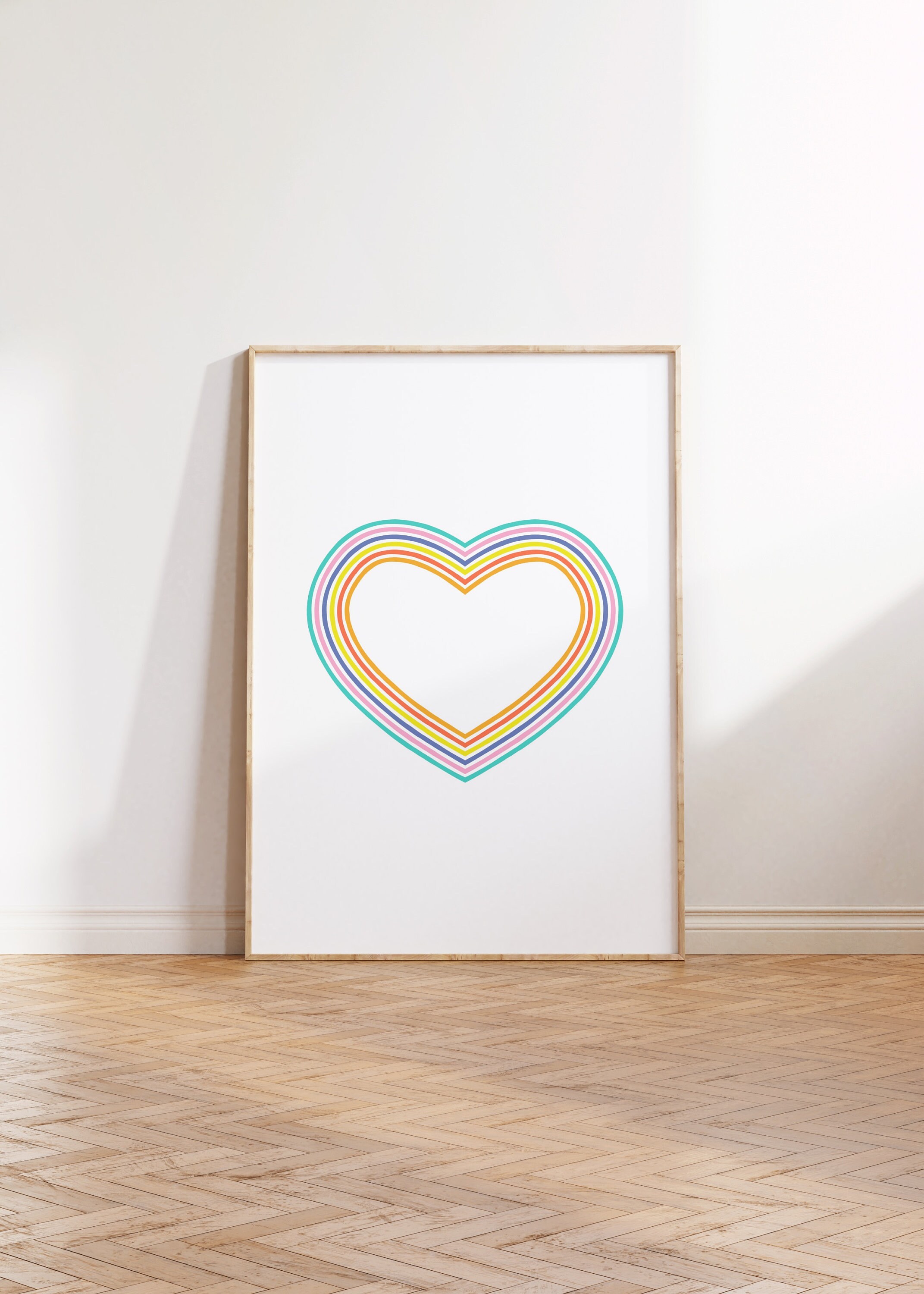 Rainbow Heart Printable Poster Retro Kids Decor Groovy Boho - Etsy