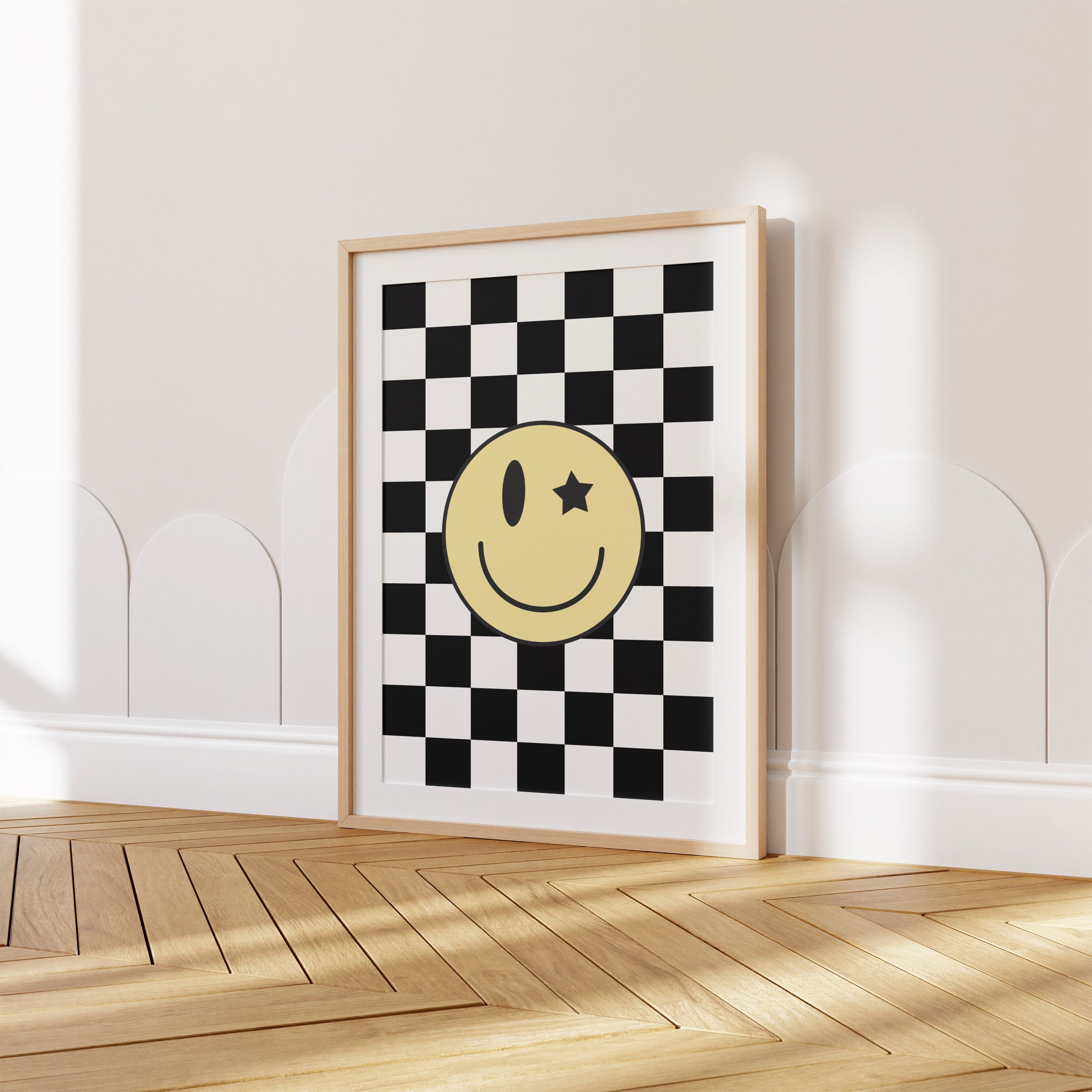 Retro Smile Check Downloadable Print Boy Nursery Decor Kids - Etsy