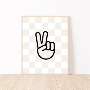 Checkerboard Hand Peace Sign Printable Peace Fingers Wall - Etsy